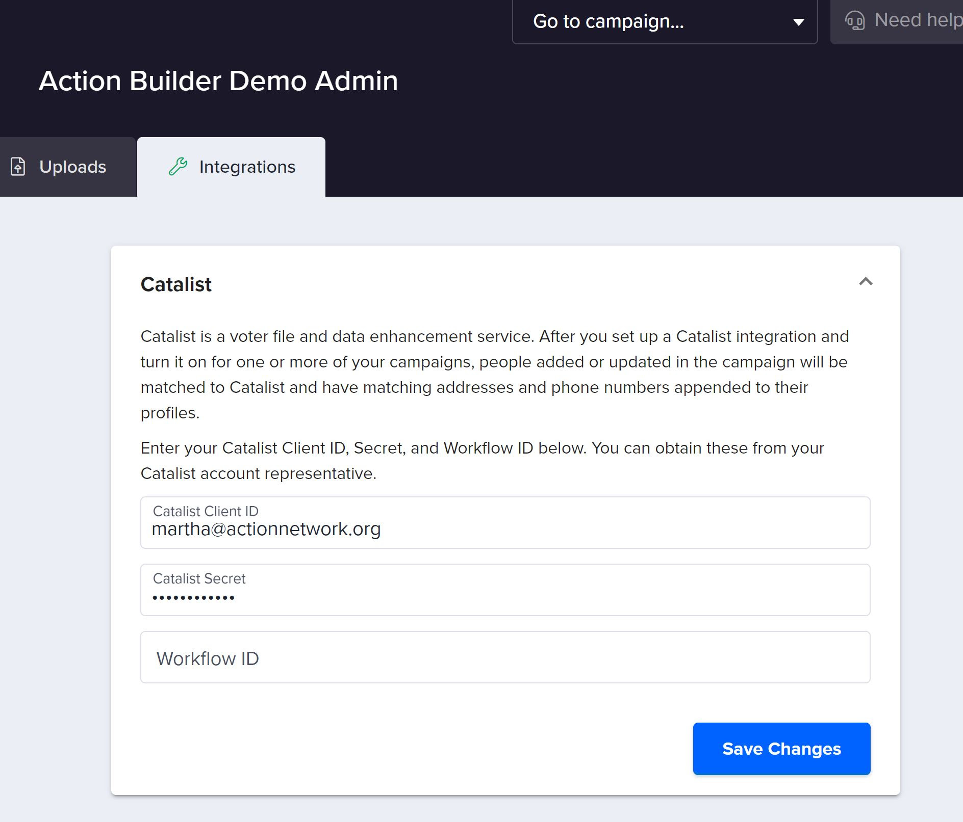 Integrating with Catalist – Action Builder